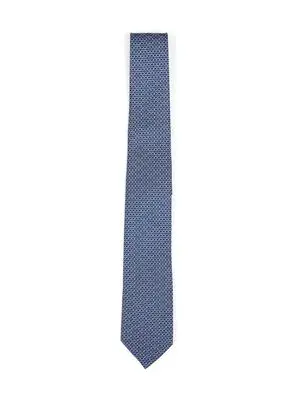 FERRAGAMO Marine Blue Gancini Silk Twill Zelig Tie - Multicolor