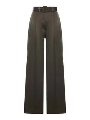 Zimmermann Silk Wide Leg Trousers - Green