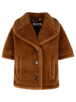 Max Mara Boxy Cape In 'teddy' Of Alpaca And Cachemire - Brown