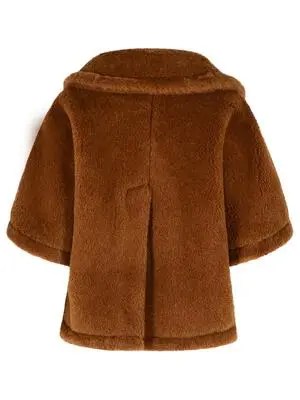 Max Mara Boxy Cape In 'teddy' Of Alpaca And Cachemire - Brown