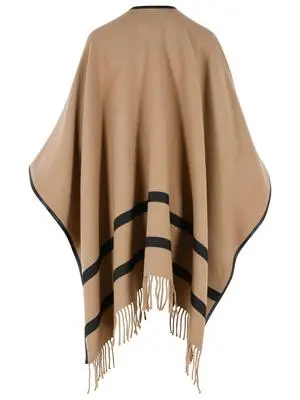 Max Mara Aris' Camel Jacquard Wool Poncho