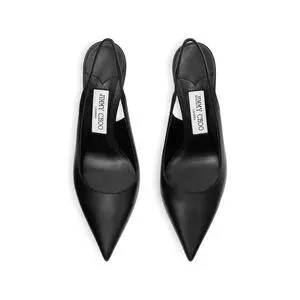JIMMY CHOO Calf Leather Slingback Stiletto Pumps - Black
