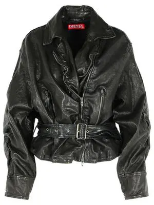 DIESEL® Calfskin Leather Jacket - Black