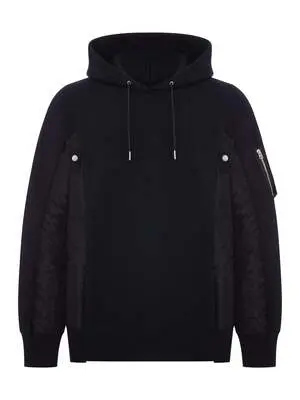 Sacai Cotton And Nylon Hoodie - Black
