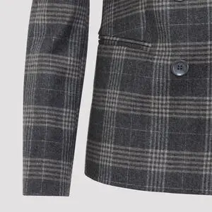 Peserico Checked Wool Blend Blazer
