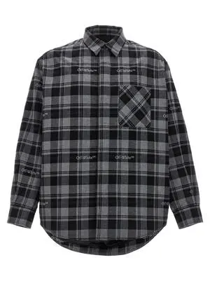 Off-White Check Flannel Padded' Jacket - Gray