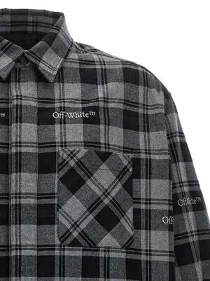 Off-White Check Flannel Padded' Jacket - Gray