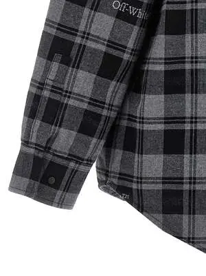 Off-White Check Flannel Padded' Jacket - Gray
