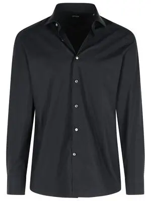 Zegna Trofeo' Dark Cotton Shirt - Blue