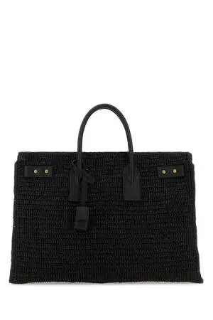 Saint Laurent Raffia Medium Sac De Jour Shopping Bag - Black