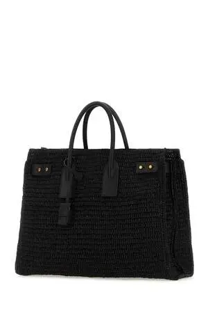 Saint Laurent Raffia Medium Shopping Bag - Black