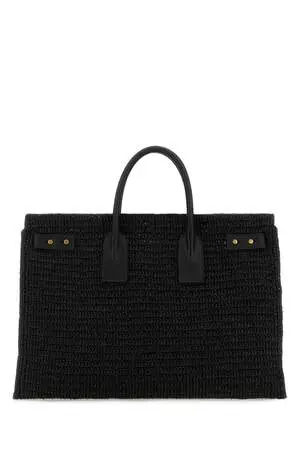 Saint Laurent Raffia Medium Shopping Bag - Black