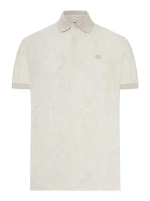 Etro Cotton Polo Shirt With Arnica Pattern - Cream