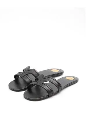Saint Laurent Mabrouka Leather Flat Sandals - Multicolor