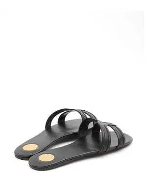 Saint Laurent Mabrouka Leather Flat Sandals - Multicolor