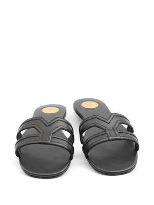 Saint Laurent Mabrouka Leather Flat Sandals - Multicolor