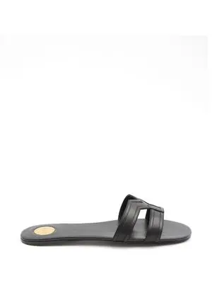 Saint Laurent Mabrouka Leather Flat Sandals - Multicolor