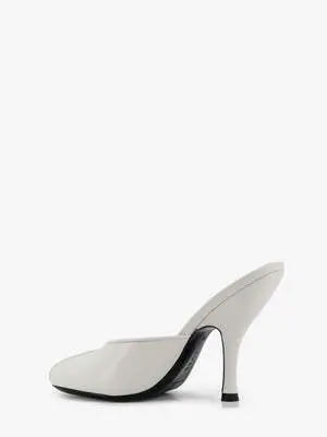 JUDE Leather Date Mule Sandals - White
