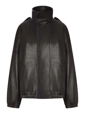 Saint Laurent Oversized Leather Jacket - Black