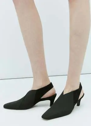 TOTEME Mid Heel Elastic Slingback Pumps - Black