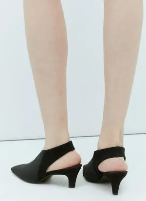 TOTEME Mid Heel Elastic Slingback Pumps - Black