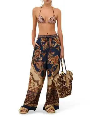 Zimmermann Aster Wide Leg Printed Silk Trousers