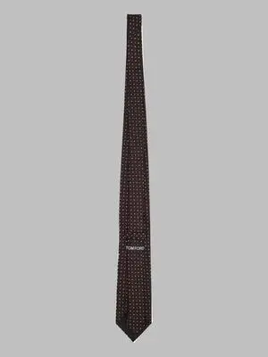 TOM FORD Cravatta In Jacquard Di Seta 8 Cm - Brown