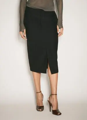 Saint Laurent Silk Pencil Skirt - Black