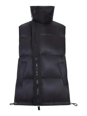 Sacai Nylon Vest With High Collar And Drawstring - Black