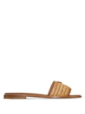 Prada Leather Slides With Crochet Details
