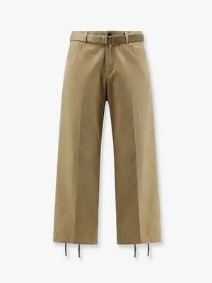 Sacai Cotton Trousers With Belt - Cream