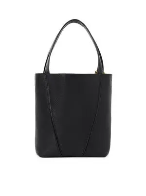 Chloé Spin Small Tote Bag In Grainy Leather - Black