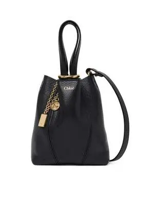 Chloé Grainy Leather Spin Small Tote Bag - Black