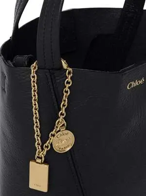 Chloé Grainy Leather Spin Small Tote Bag - Black