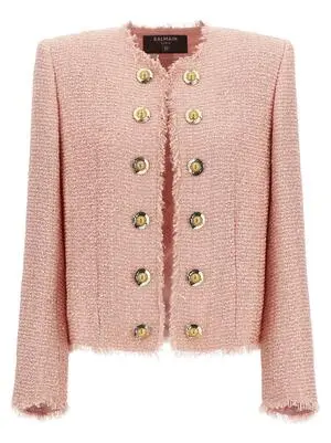 Balmain Sequin Tweed Blazer - Pink