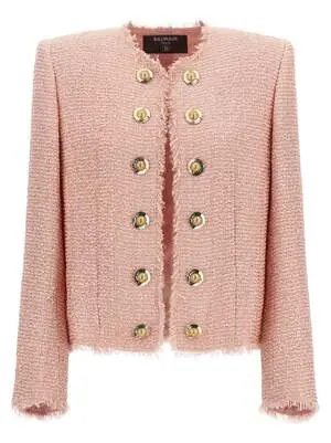 Balmain Sequin Tweed Blazer - Pink