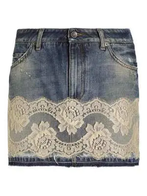Dolce & Gabbana Lace-insert Miniskirt - Blue