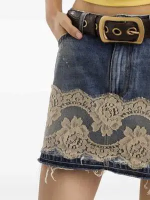 Dolce & Gabbana Lace-insert Miniskirt - Blue