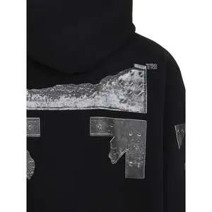 Off-White Graphic Print Cotton Hoodie - Black
