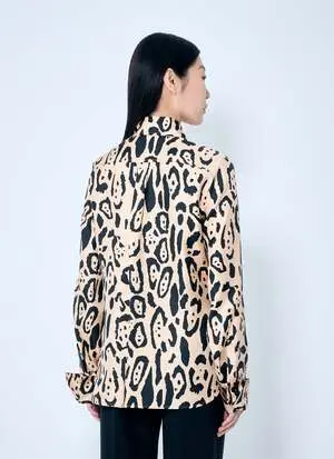 Sportmax Animal-print Silk Twill Shirt - Cream