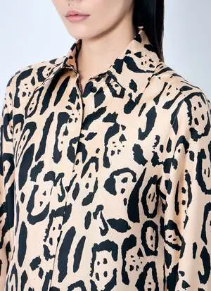 Sportmax Animal-print Silk Twill Shirt - Cream