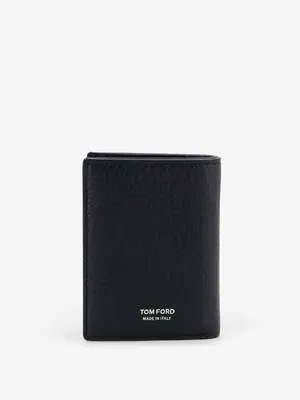 TOM FORD Leather Card Holder With Embossed Logo - Black
