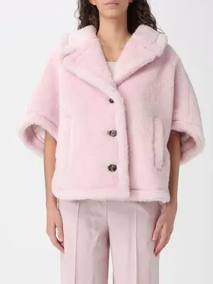 Max Mara Teddy Coat In Faux Fur - Pink