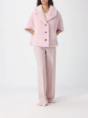 Max Mara Teddy Coat In Faux Fur - Pink