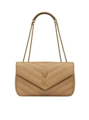 Saint Laurent Loulou Medium In Quilted Lambskin - Cream