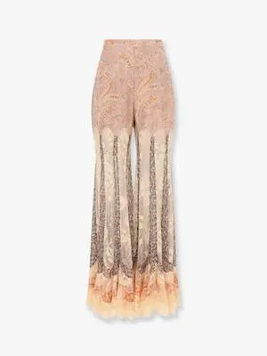 Zimmermann Valiant Panelled Flare Silk Trousers - Multicolor