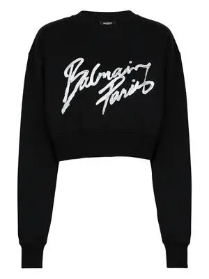 Balmain Logo Cropped Sweatshirt - Multicolor