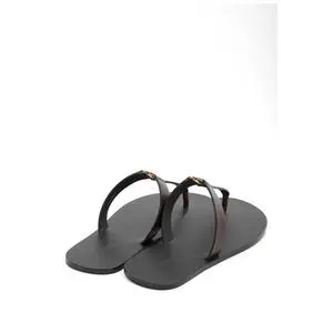 Saint Laurent Calf Leather Flat Sandals - Brown