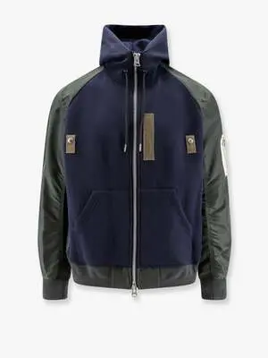 Sacai Cotton Blend Sweatshirt With Nylon Sleeves - Multicolor