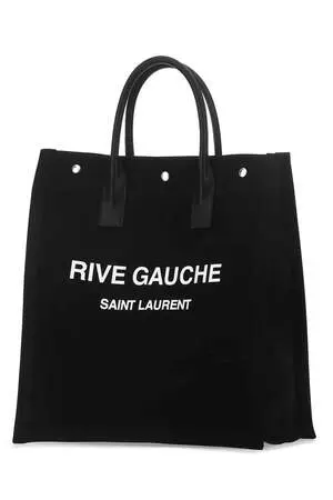 Saint Laurent Canvas Rive Gauche Shopping Bag - Black